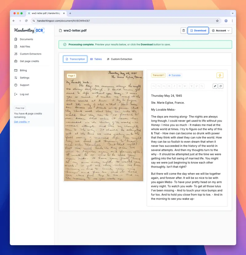 Cursive Translator: Convert Cursive Writing to Digital Text | Handwriting OCR